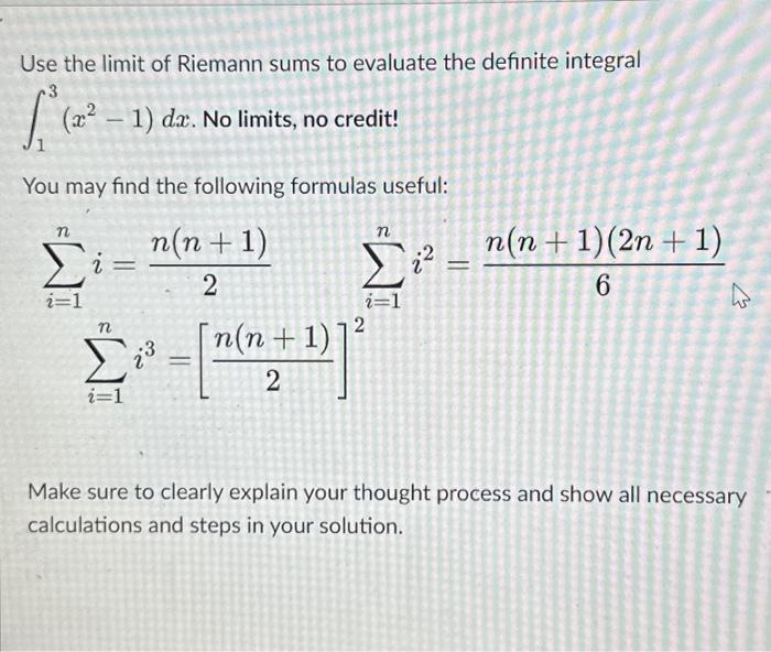Solved Use the limit of Riemann sums to evaluate the | Chegg.com