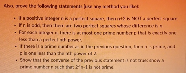 Solved Also, prove the following statements (use any method | Chegg.com