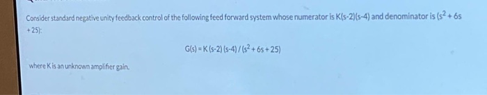 Solved Consider standard negative unity feedback control of | Chegg.com