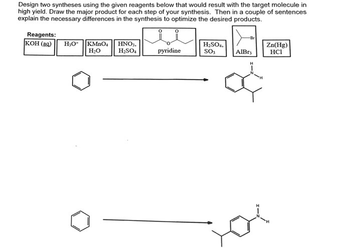 Solved Design two syntheses using the given reagents below | Chegg.com