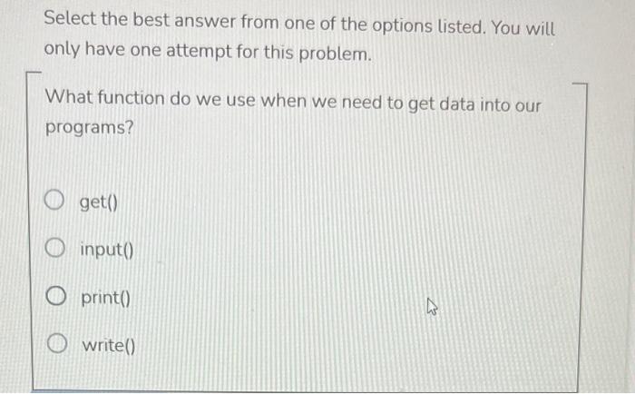 Solved Select the best answer from one of the options | Chegg.com