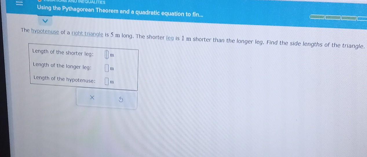 Solved The hypotenuse of a right triangle is 5 m long. The | Chegg.com