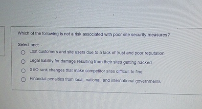 Solved Which of the following is not a risk associated with | Chegg.com