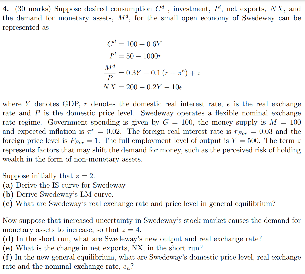 Solved 4. (30 ﻿marks) ﻿Suppose desired consumption C d , | Chegg.com