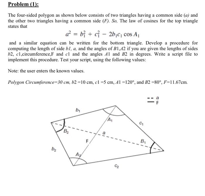 Solved Problem (1): The four-sided polygon as shown below | Chegg.com