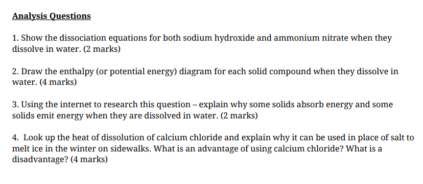 Solved Analysis QuestionsShow the dissociation equations for | Chegg.com