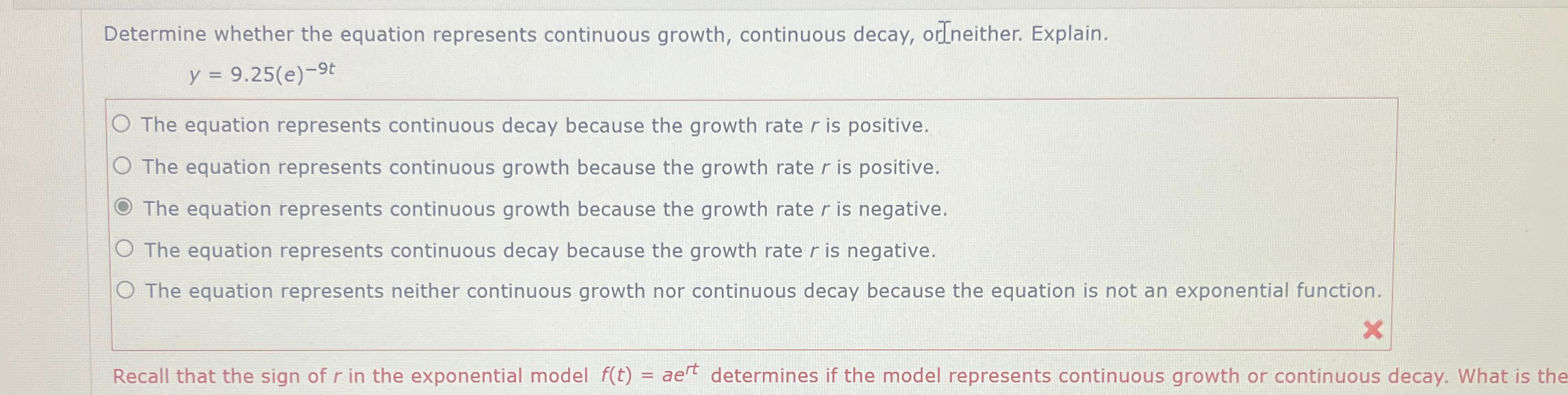 Solved Determine whether the equation represents continuous | Chegg.com
