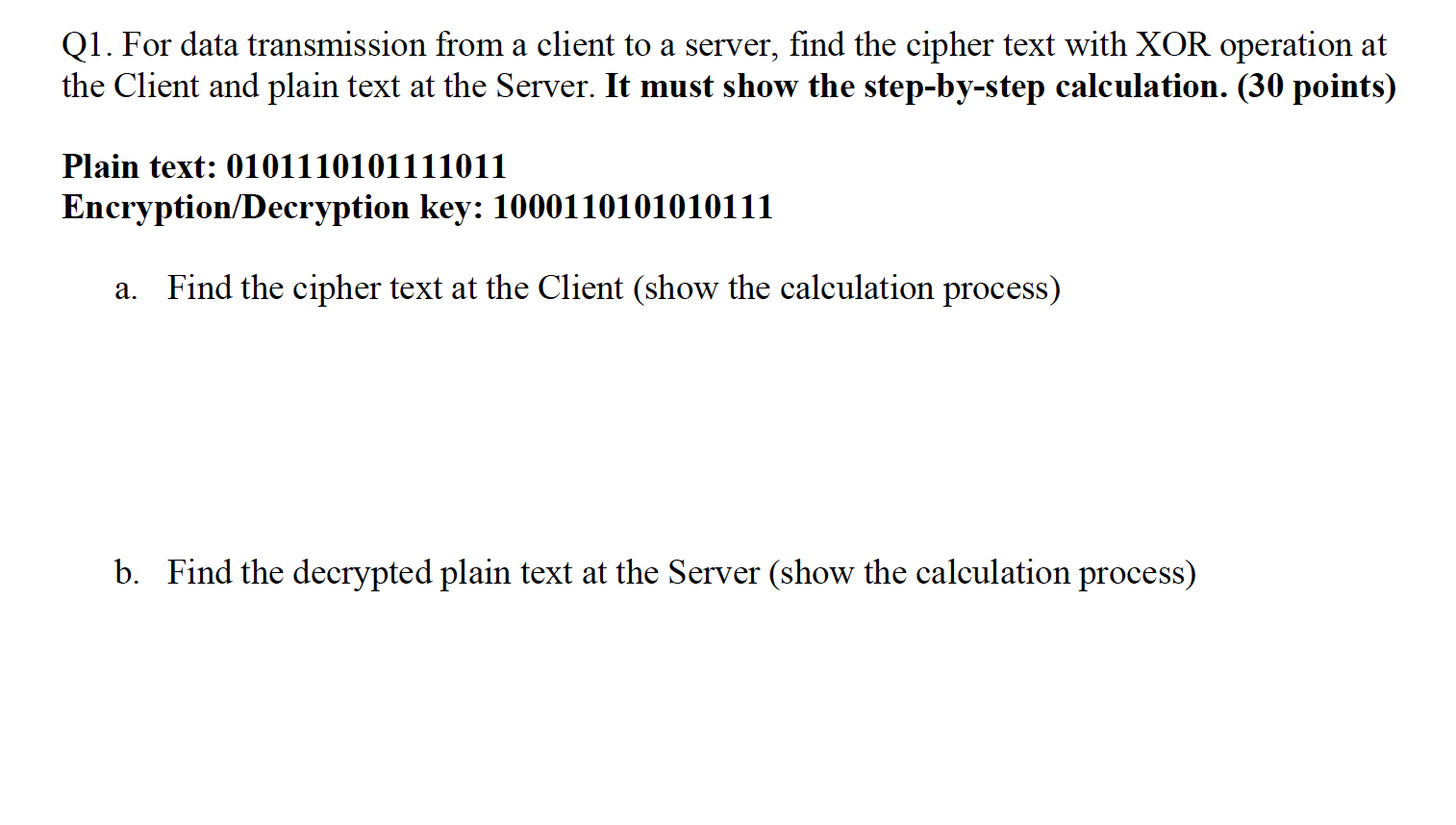 Solved Q1. ﻿For data transmission from a client to a server, | Chegg.com