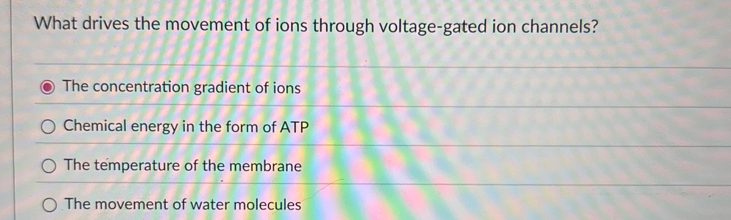 Solved What drives the movement of ions through | Chegg.com