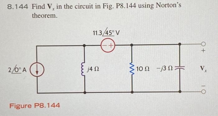 Solved 8.144 Find V, in the circuit in Fig. P8.144 using | Chegg.com