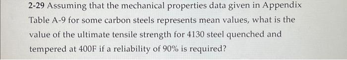 Solved 2-29 Assuming that the mechanical properties data | Chegg.com