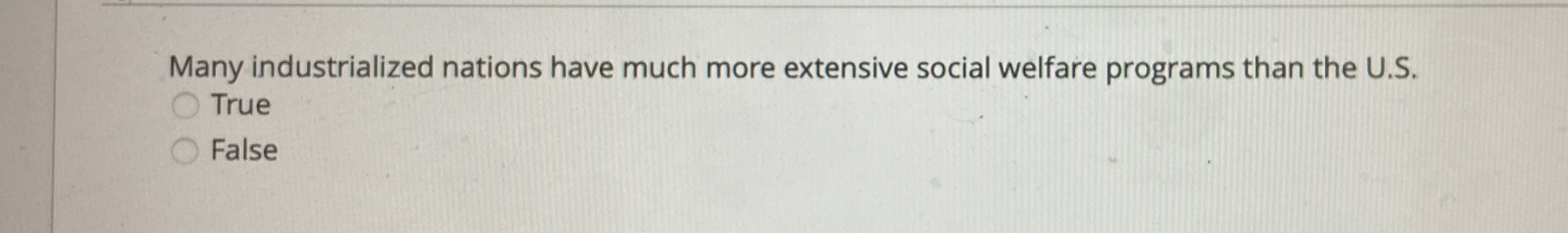 Solved Many industrialized nations have much more extensive | Chegg.com