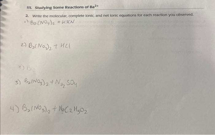 Solved 2. Write the molecular, complete ionic, and net ionic | Chegg.com