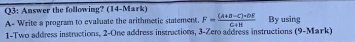 Solved Q3: Answer the following? (14-Mark) A- Write a | Chegg.com