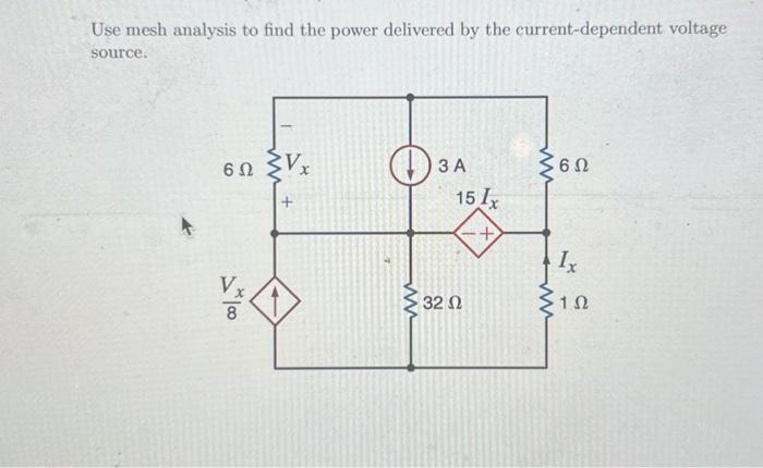 Solved Use mesh analysis to find the power delivered by the | Chegg.com
