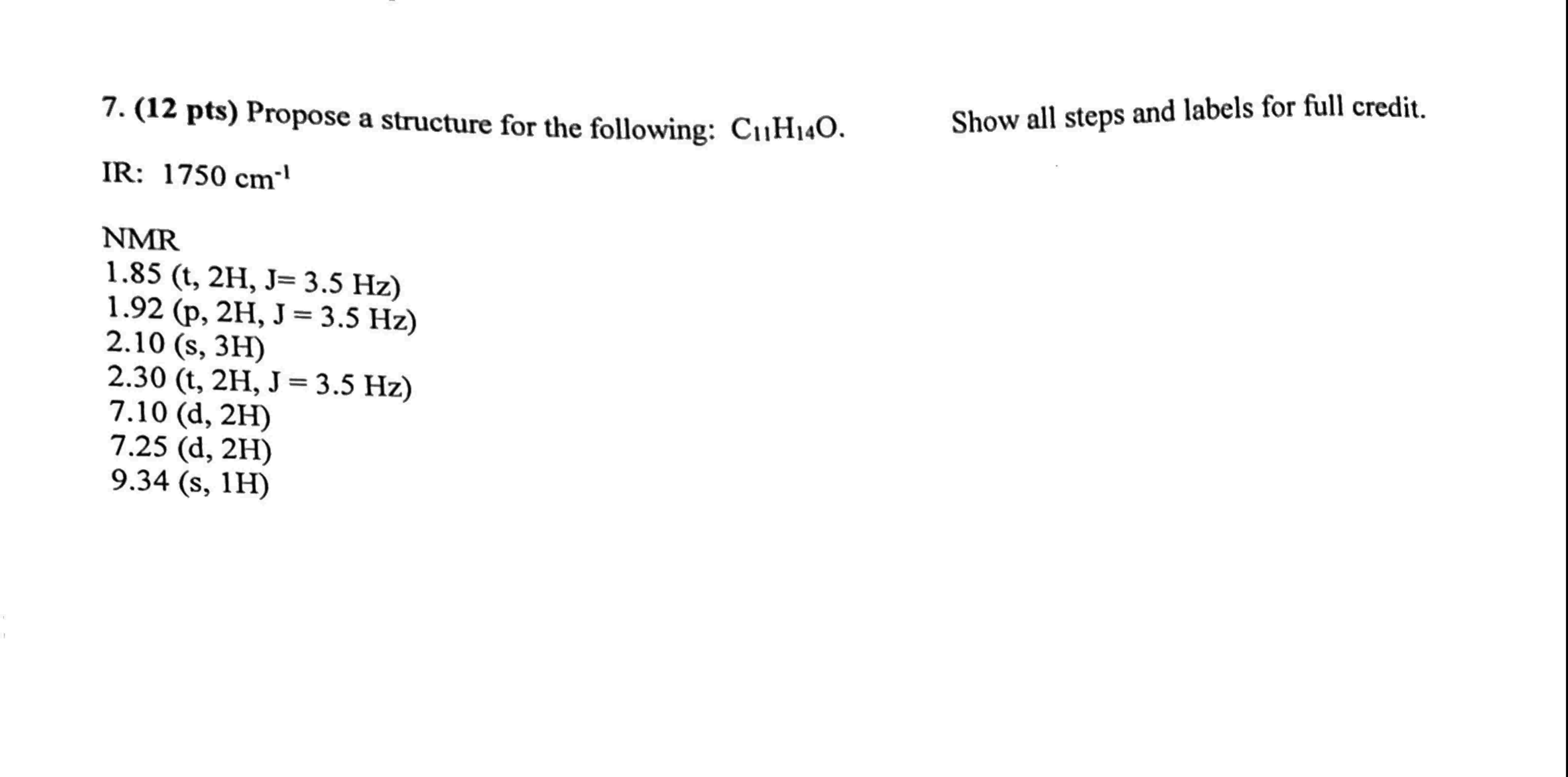 Solved Propose a structure for the following: C11H14O.Show | Chegg.com