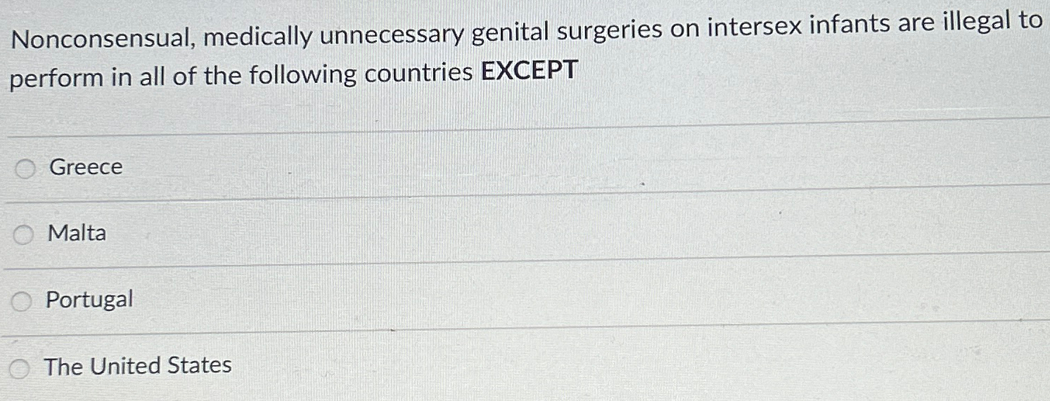 Solved Nonconsensual, medically unnecessary genital | Chegg.com