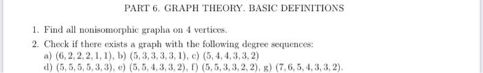 Solved PART 6. GRAPH THEORY. BASIC DEFINITIONS 1. Find all | Chegg.com