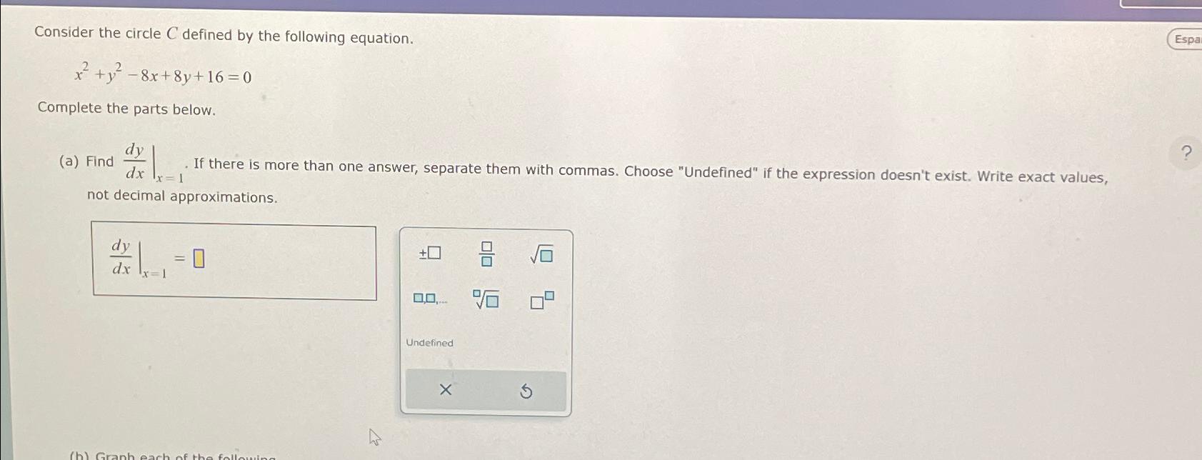 Solved Consider the circle C ﻿defined by the following | Chegg.com