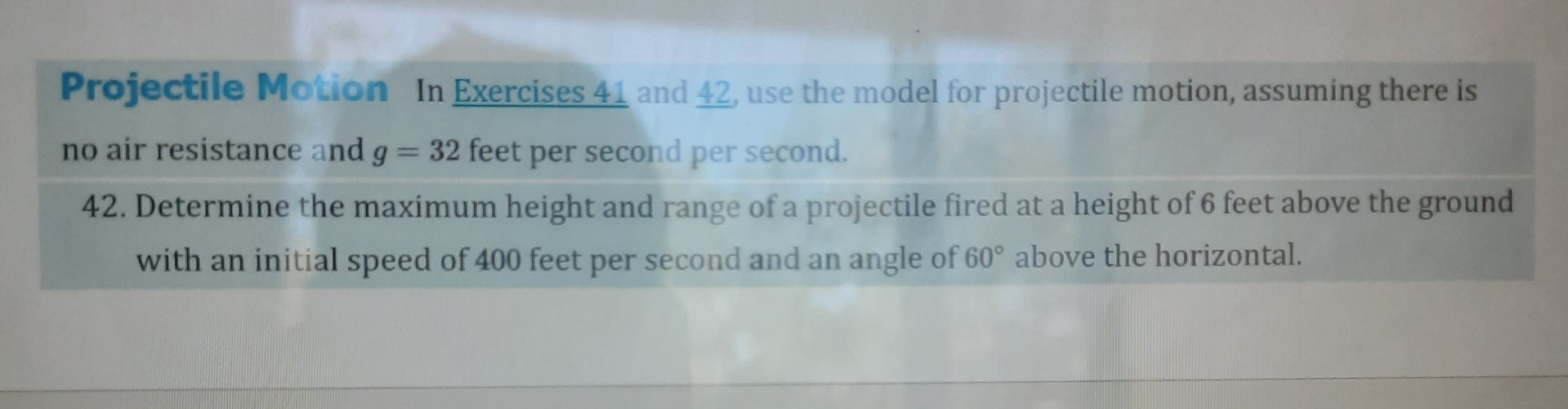 Solved Projectile Motion In Exercises 41 ﻿and 42 ﻿use the | Chegg.com