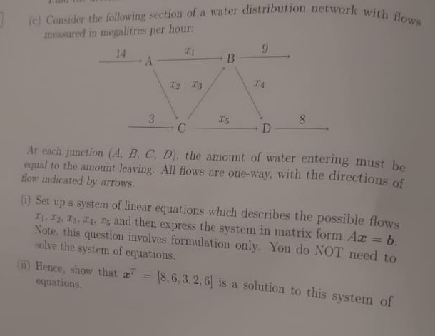 Solved (c) ﻿Consider the following section of a water | Chegg.com