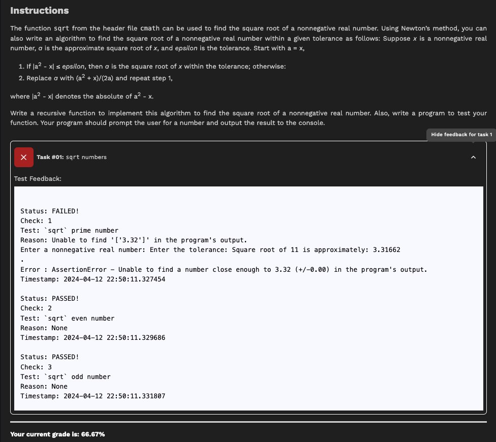 Solved #include #include double squareRootNewton(double x, | Chegg.com