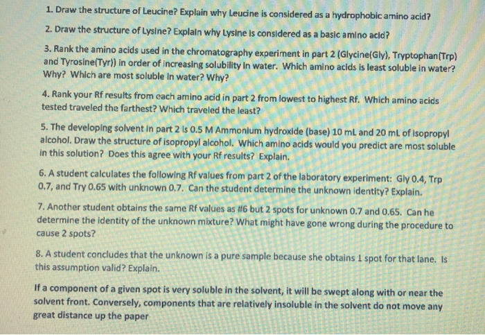 Solved 1. Draw the structure of Leucine? Explain why Leucine | Chegg.com