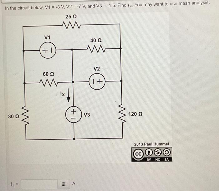 Solved In the circuit below, V1=−8 V, V2=−7 V, and V3=−1.5. | Chegg.com