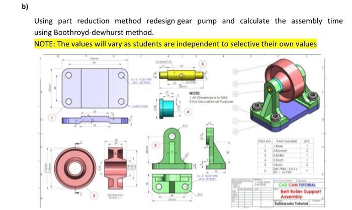 Solved Using part reduction method redesign gear pump and | Chegg.com