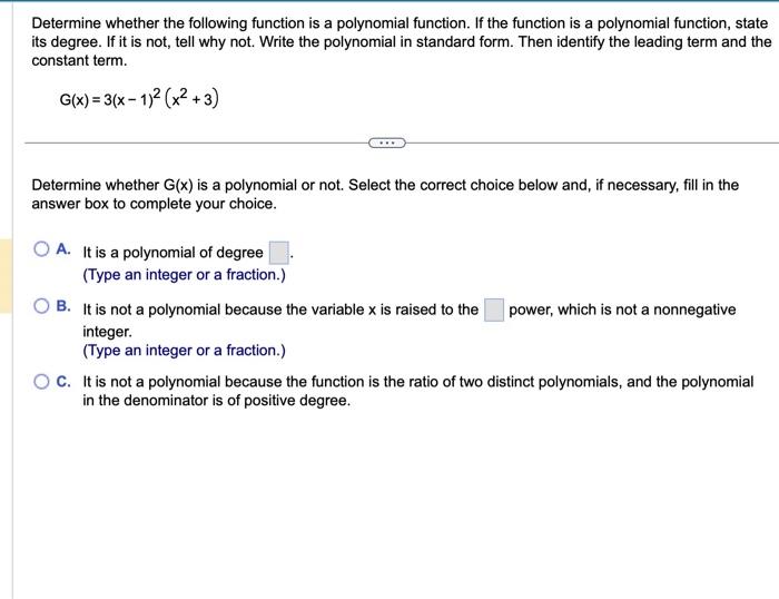 Solved Determine whether the following function is a | Chegg.com