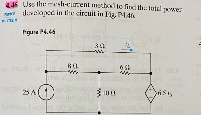 Solved 146 Use the mesh-current method to find the total | Chegg.com