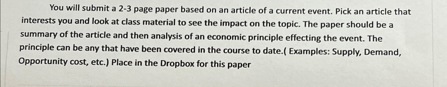 Solved You will submit a 2-3 ﻿page paper based on an article | Chegg.com