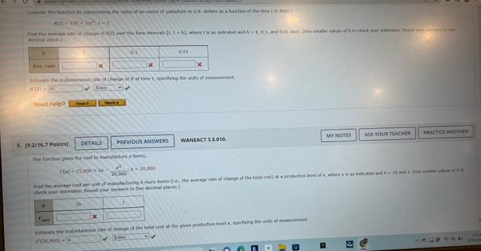 Solved estimate the derivative from the table of average | Chegg.com