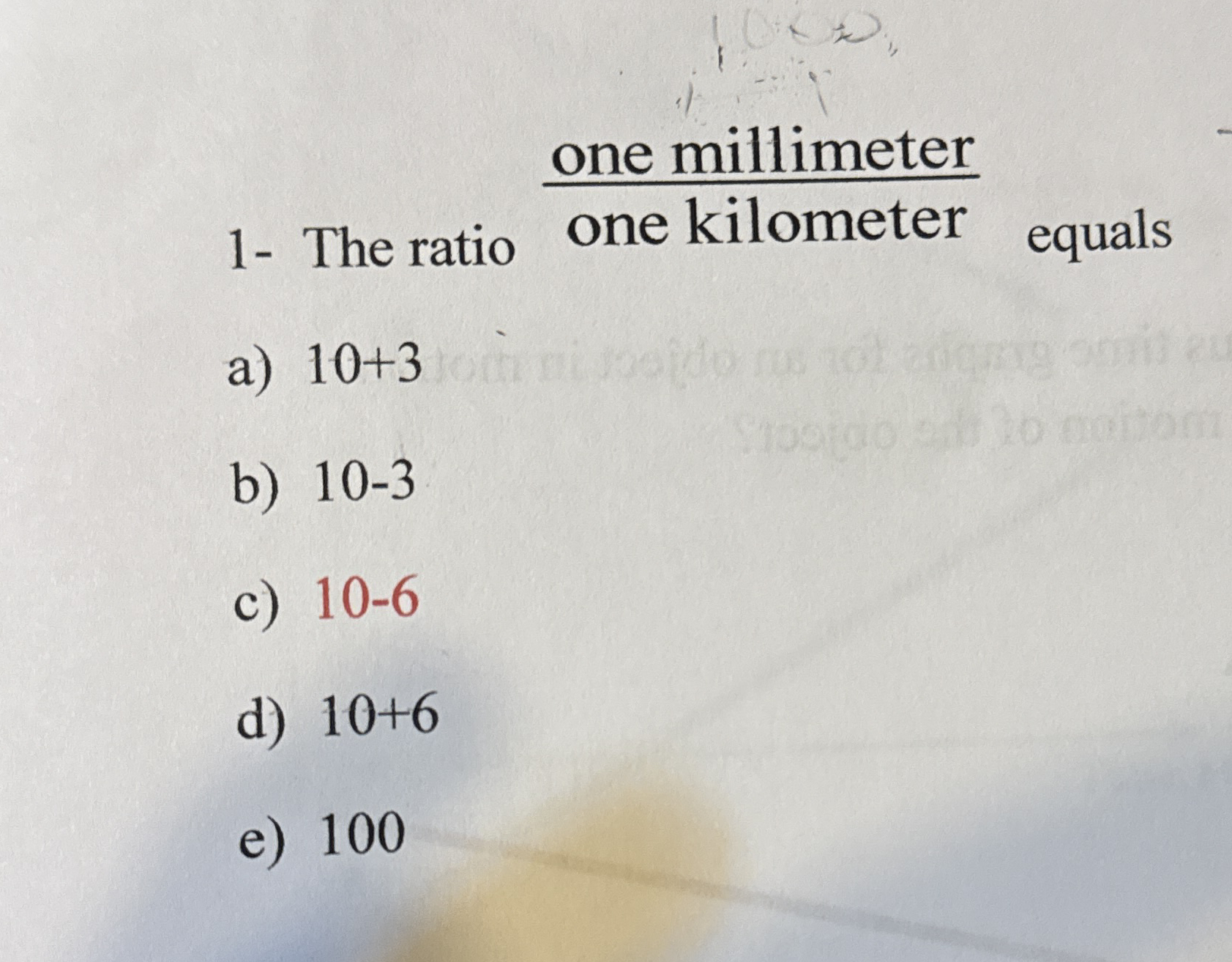 Solved 1- ﻿The ratio one kilometer | Chegg.com