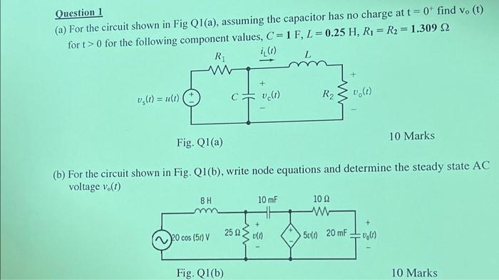 Solved (a) For the circuit shown in Fig Q1(a), assuming the | Chegg.com