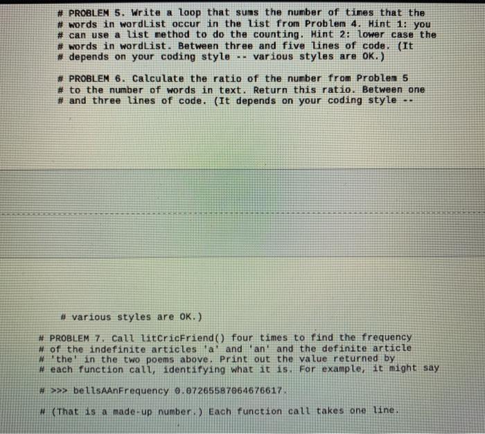 Solved import string def litcricFriend(wordList, text): | Chegg.com