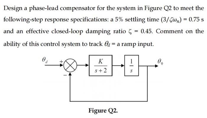 Solved Design a phase-lead compensator for the system in | Chegg.com