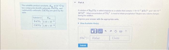 Solved The solubly product constants, K3 at 25′′C for two | Chegg.com