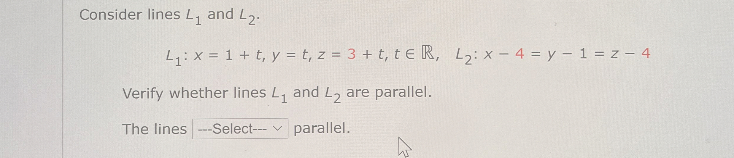 Solved Consider lines L1 ﻿and | Chegg.com