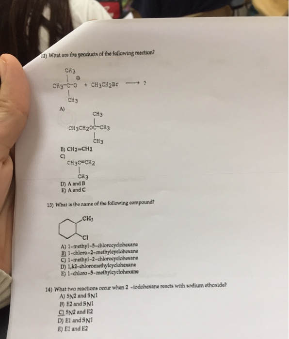 Solved 12) What are the products of the following reaction? | Chegg.com