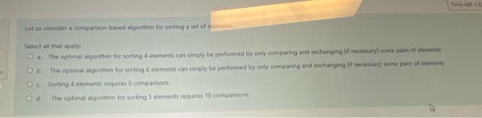 Solved tot un considera comparison baved algorithm for | Chegg.com