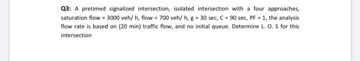 Solved Q3: A pretimed signalized intersection, isolated | Chegg.com