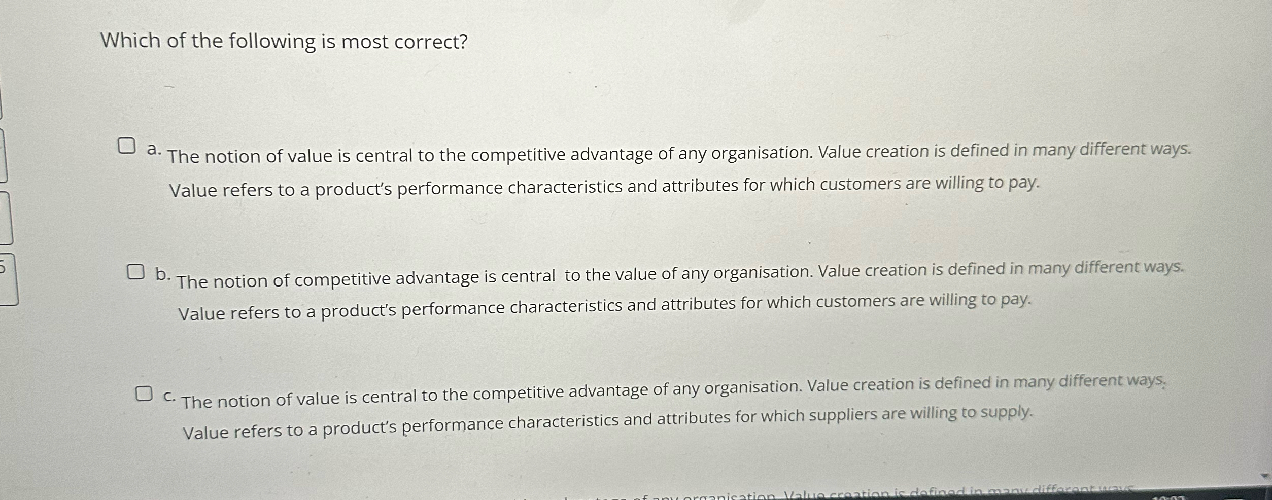 Solved Which of the following is most correct?a. ﻿The notion | Chegg.com