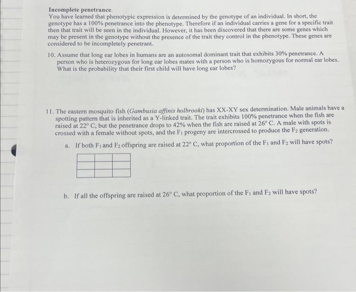 Solved Incomplete penetrance. You have learned that | Chegg.com