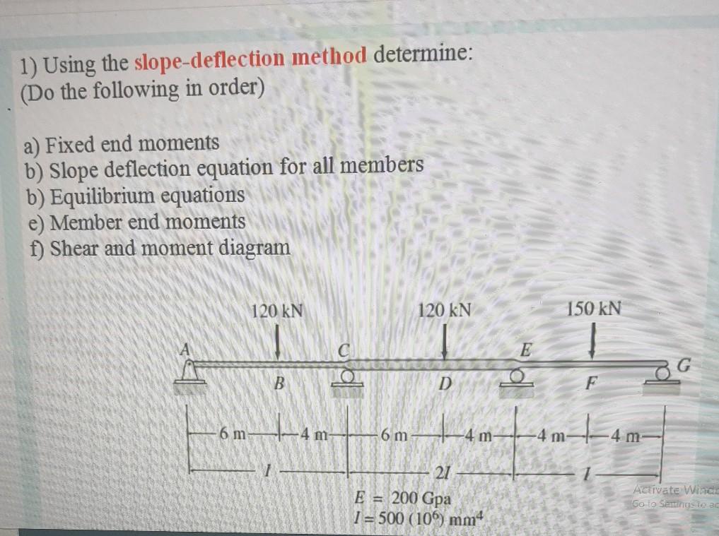 Solved 1) Using the slope-deflection method determine: (Do | Chegg.com