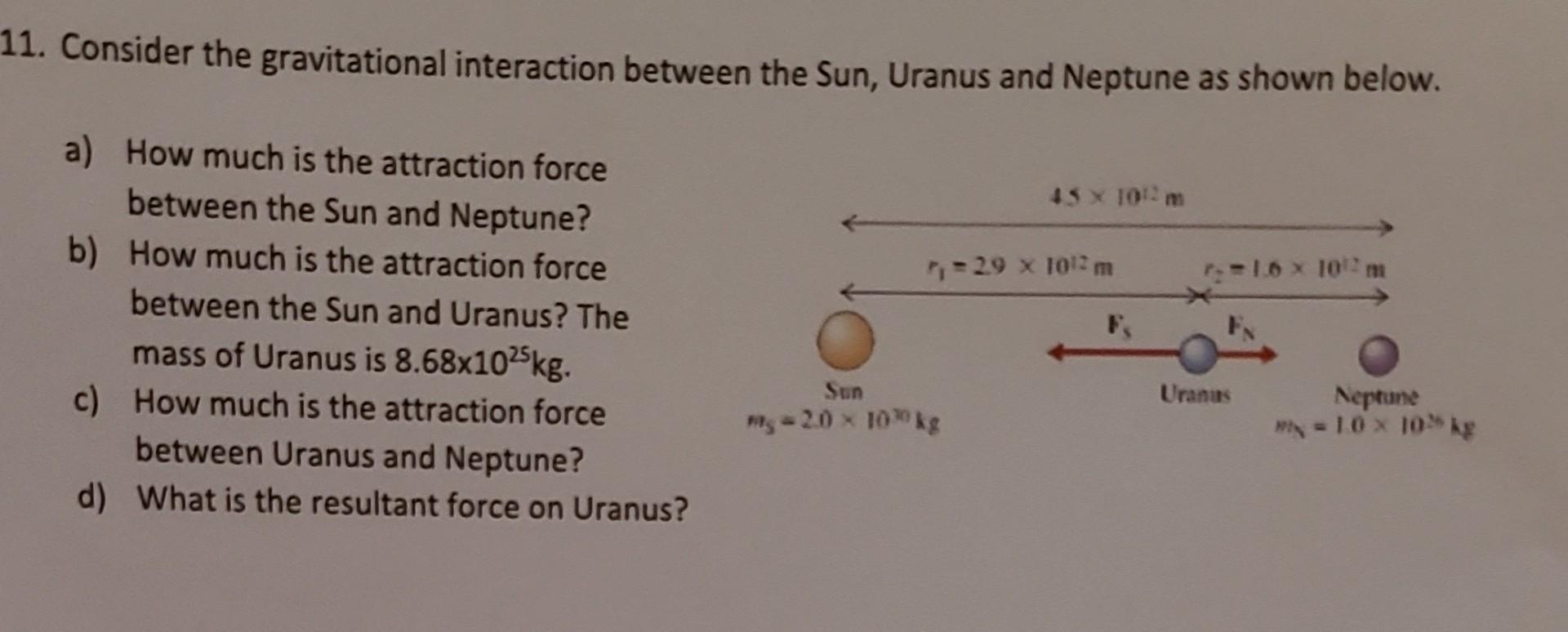 Solved 1. Consider the gravitational interaction between the | Chegg.com