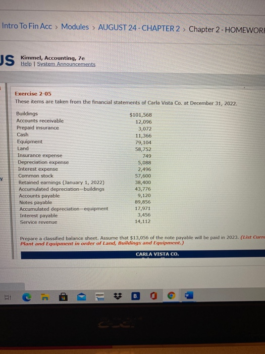 Solved Intro To Fin Acc > Modules > AUGUST 24 - CHAPTER 2 > | Chegg.com