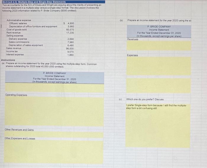 Solved EA-5 (LO 2,3) Multiple-Step and Single-Step | Chegg.com
