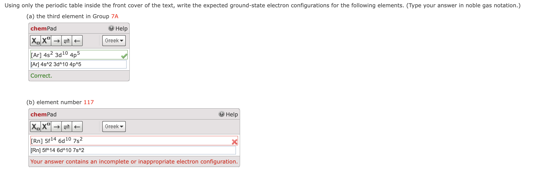 Solved (a) ﻿the third element in Group 7A(b) ﻿element number | Chegg.com