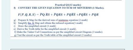 Solved Practical Q1(12 marks) CONVERT THE GIVEN EQUATION TO | Chegg.com